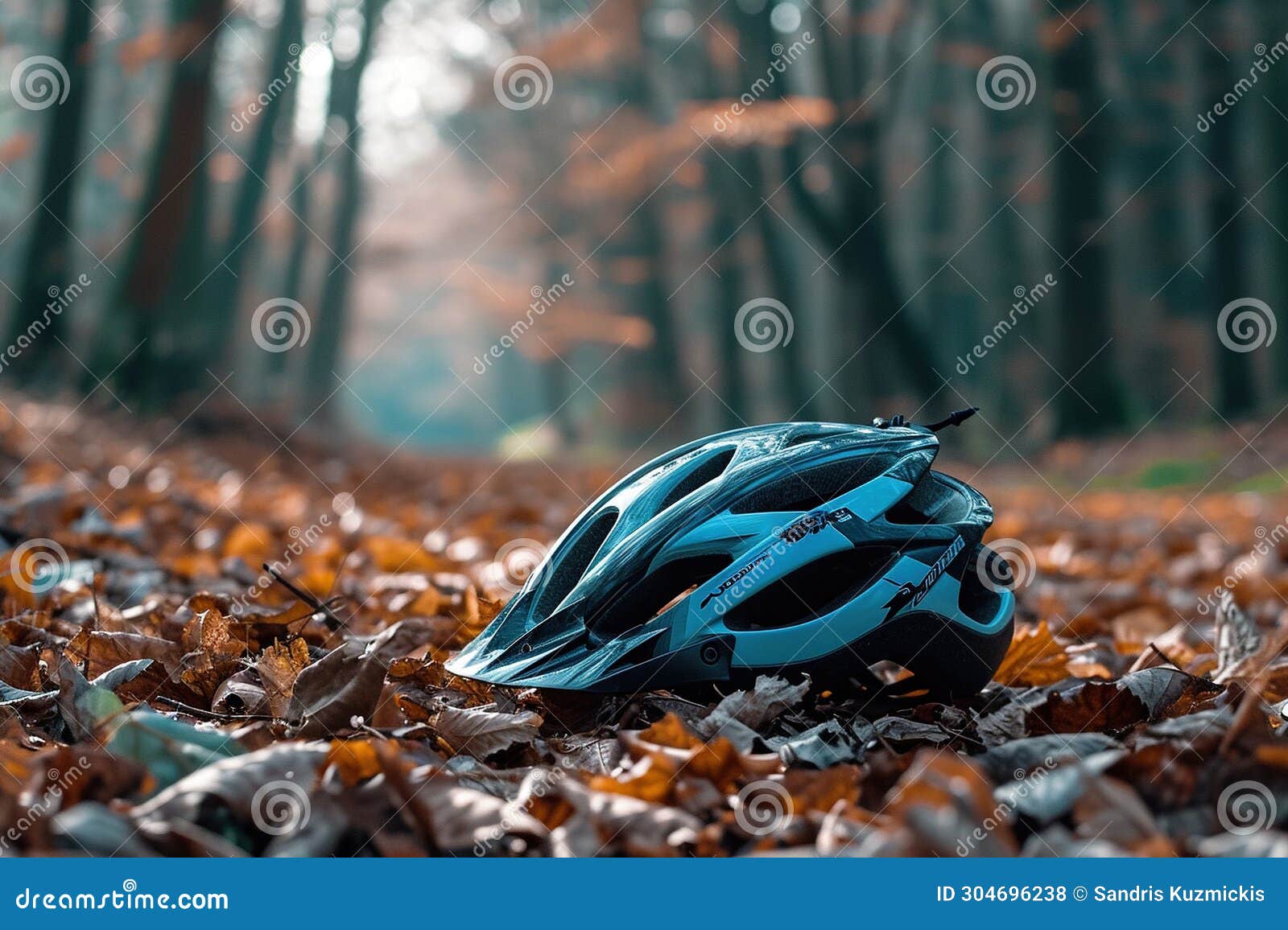 Bicycle Helmet in the Forest on the Ground. Generative AI Stock ...