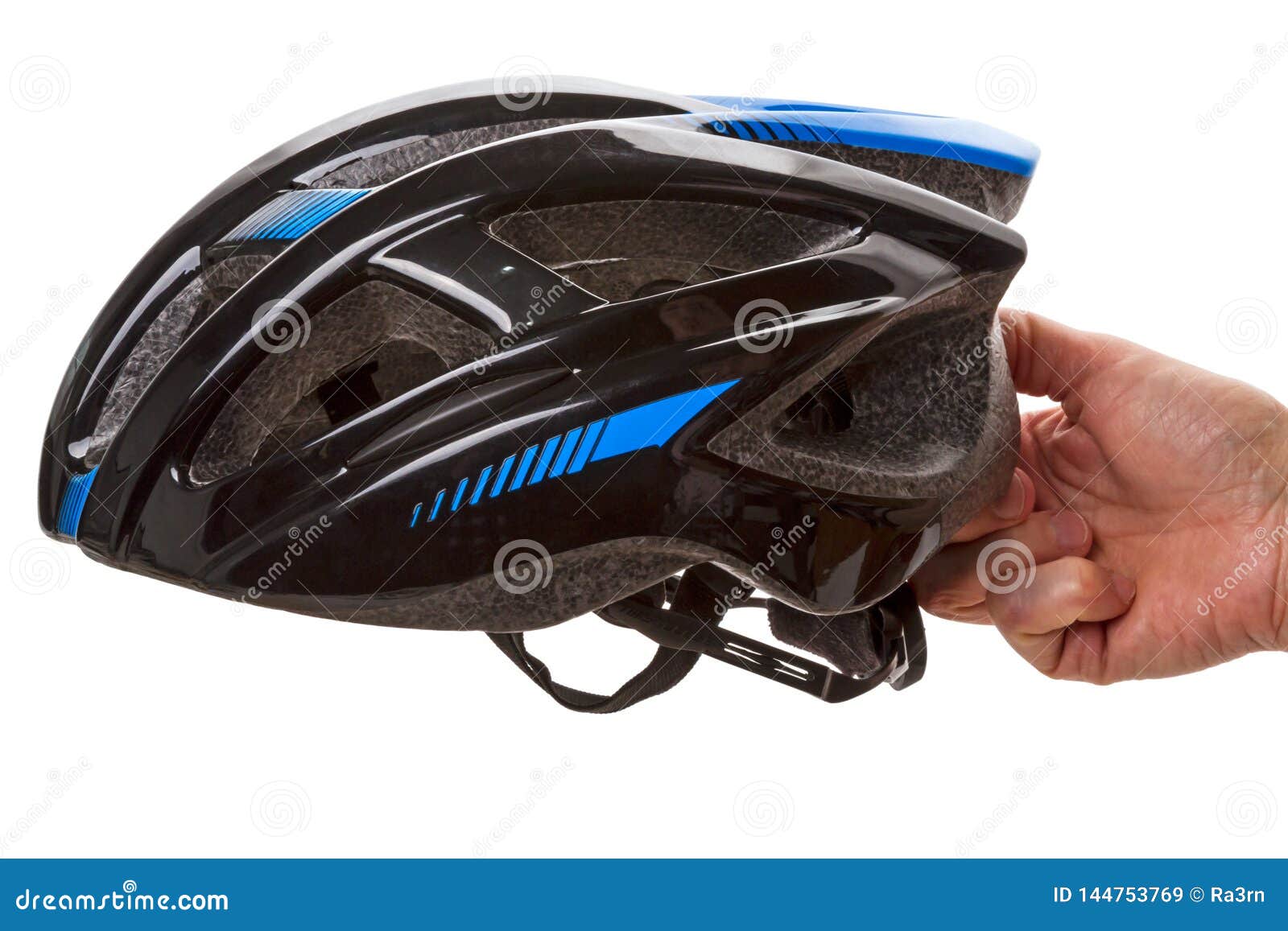 Bicycle helmet in hand stock image. Image of people - 144753769