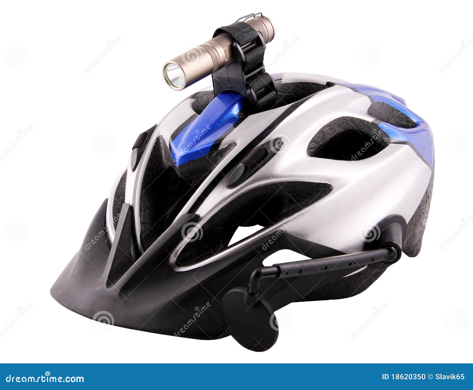 Bicycle Helmet with a Lantern Stock Photo - Image of white, bright ...