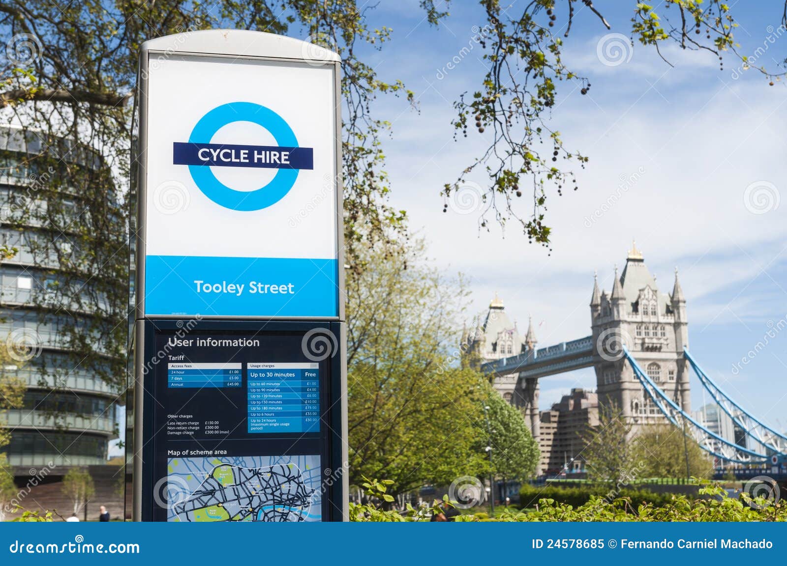 A Bicycle Hire Sign at Tower Bridge Editorial Image - Image of urban ...