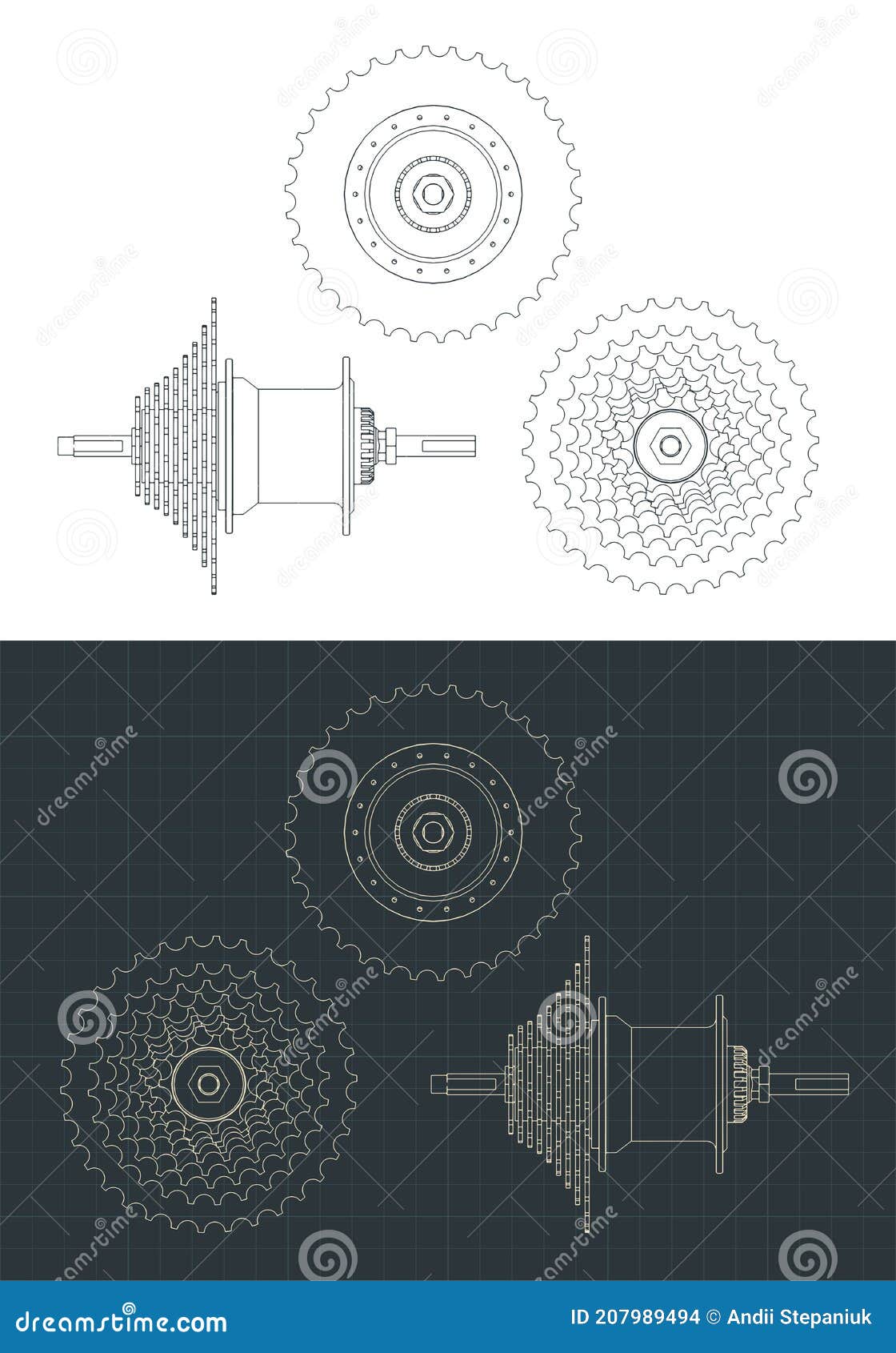 Bicycle Hub with cassette stock vector. Illustration of bike - 207989494