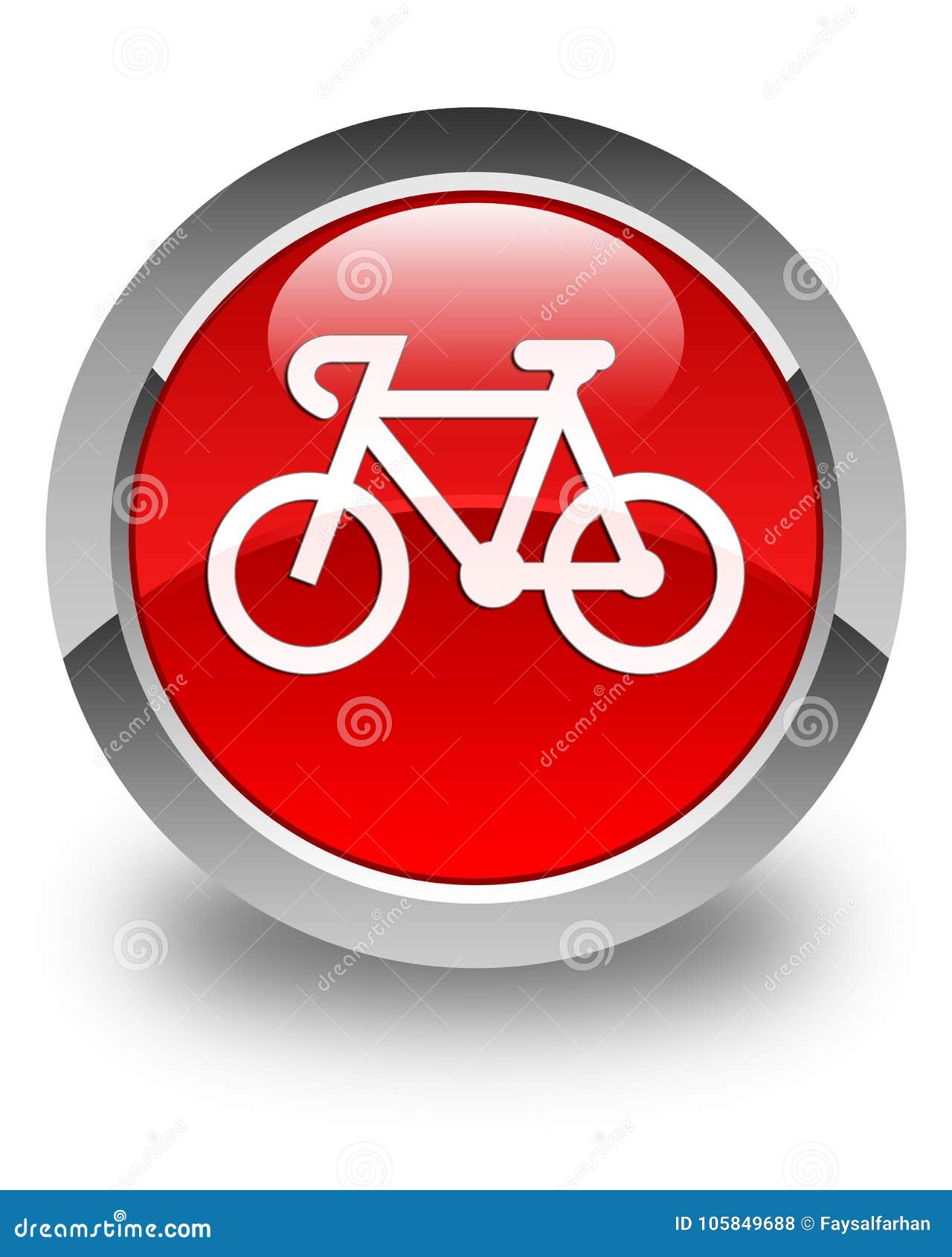 Bicycle Icon Glossy Red Round Button Stock Illustration - Illustration ...