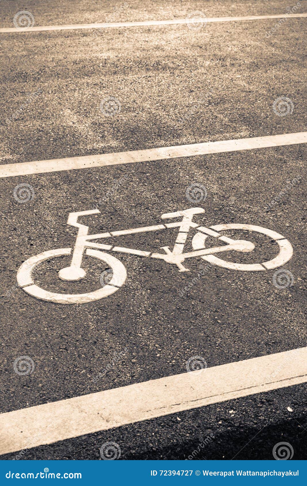 Bicycle Icon Painted In White Paint On To A Cycle Path With Two Arrows ...
