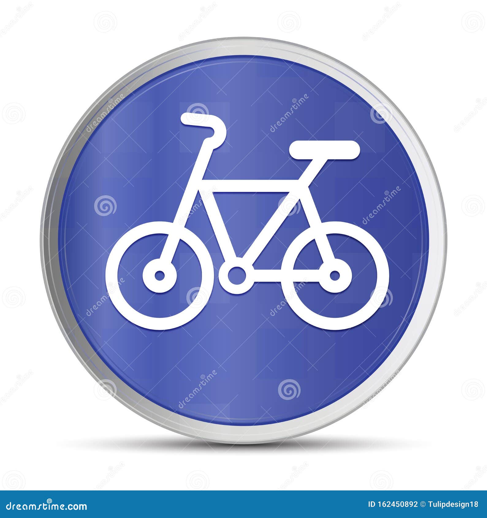 Bicycle Icon Prime Blue Round Button Vector Illustration Design Silver ...
