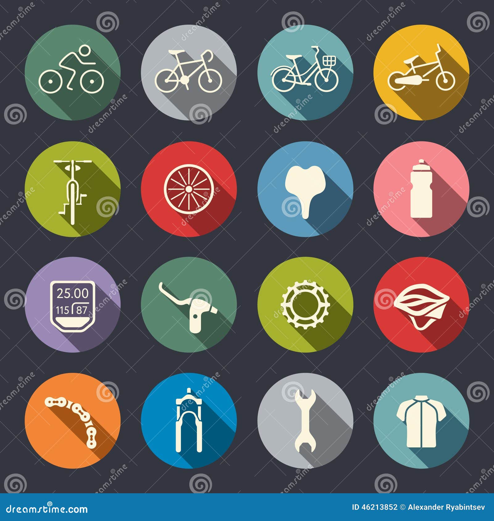 Bicycle icon set stock vector. Illustration of footwear - 46213852