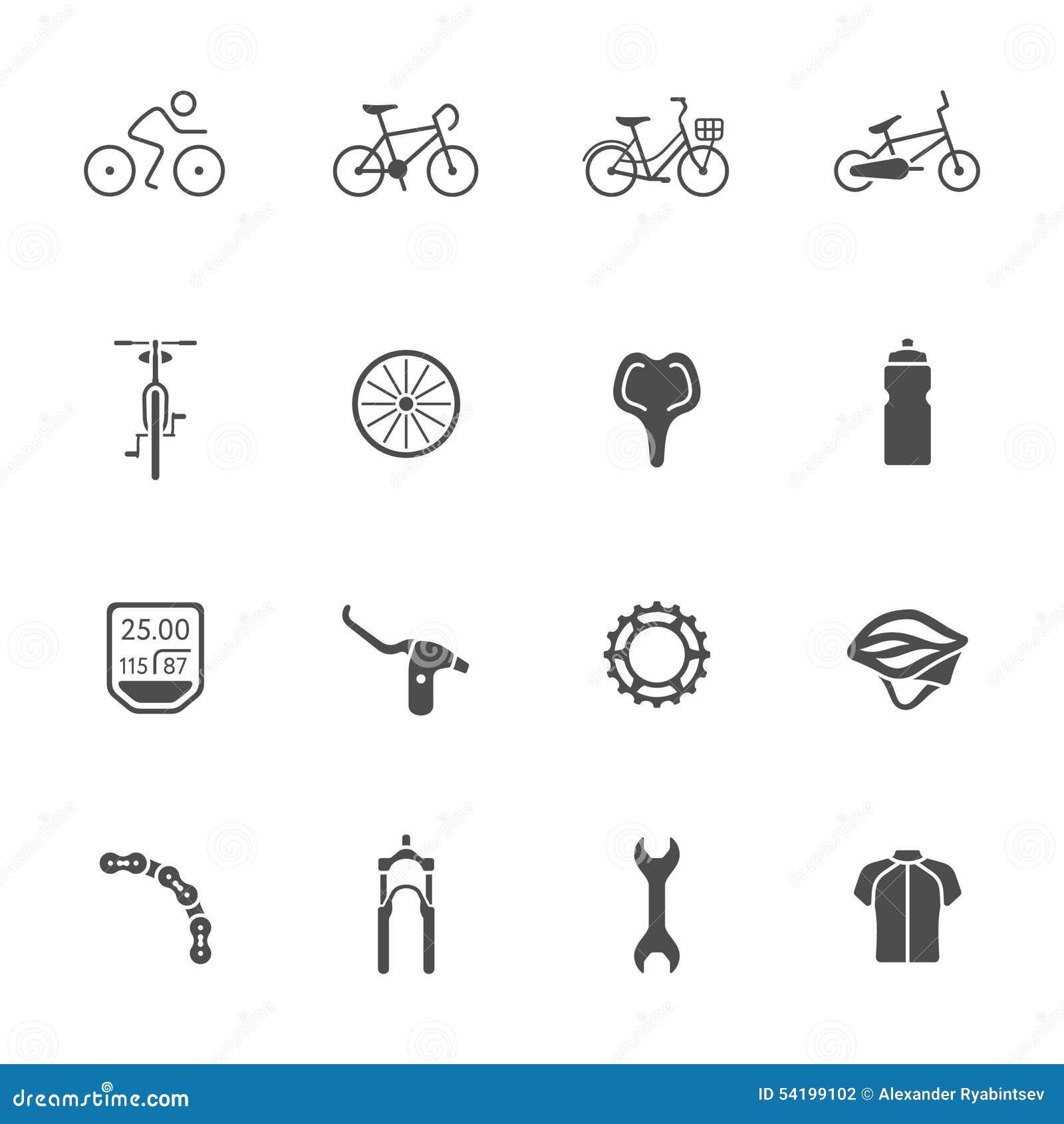 Bicycle icon set. stock vector. Illustration of detailed - 54199102