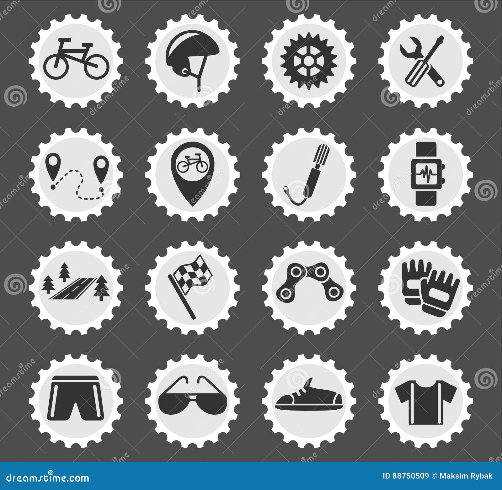 Bicycle icon set stock illustration. Illustration of point - 88750509