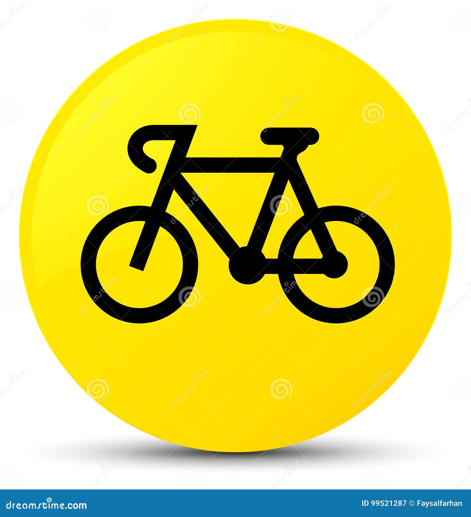Bicycle Icon Yellow Round Button Stock Illustration - Illustration of ...
