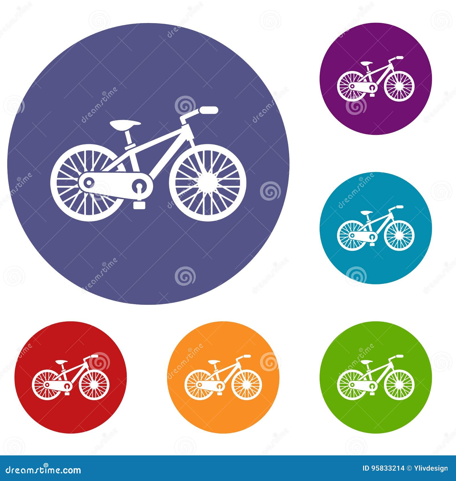 Bicycle icons set stock vector. Illustration of design - 95833214