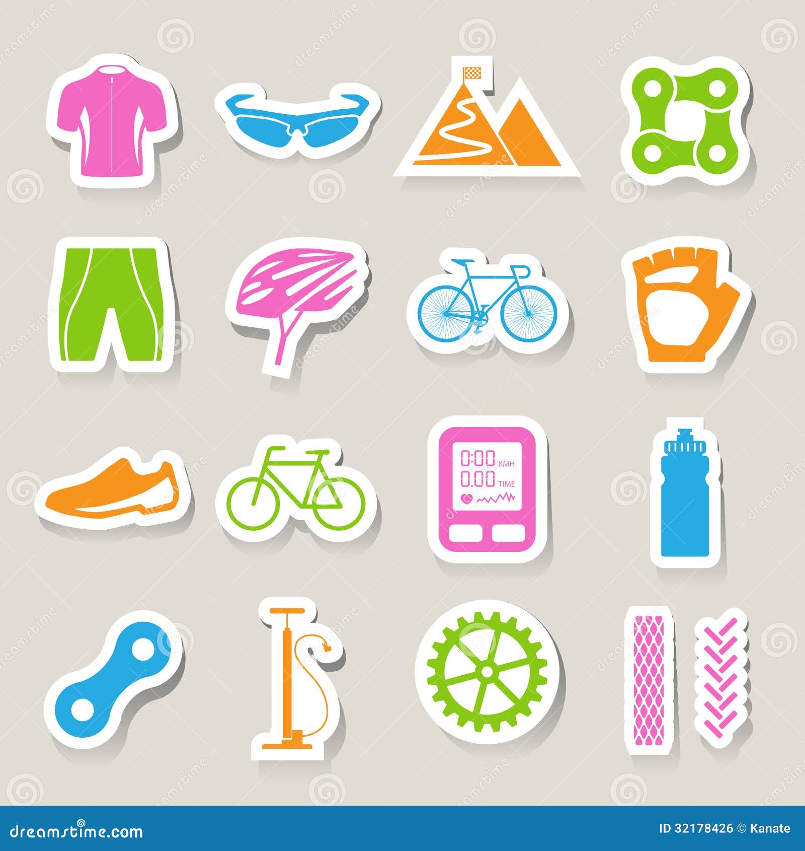 Bicycle icons set stock vector. Illustration of exercising - 32178426