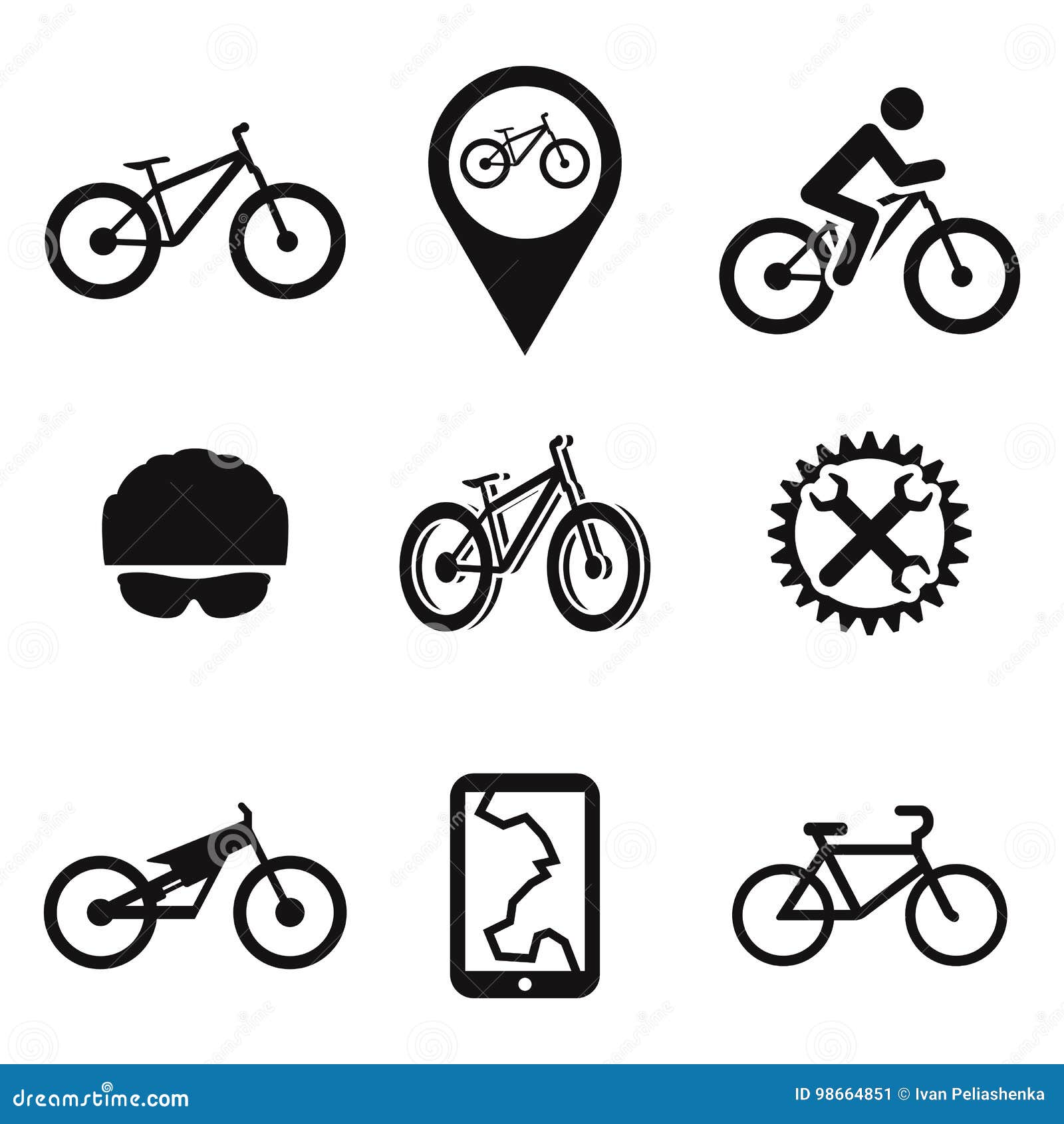 Bicycle icons stock illustration. Illustration of bike - 98664851