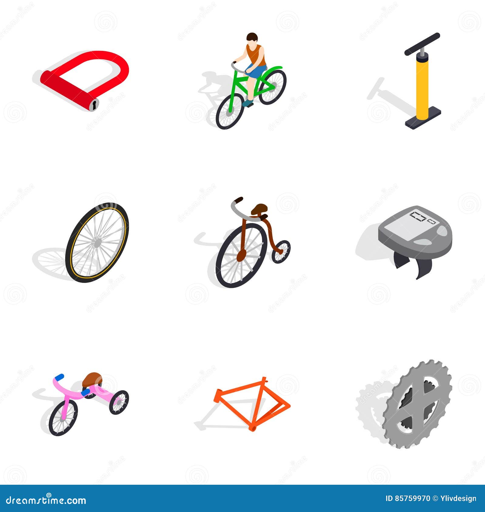 Bicycle Icons Set, Isometric 3d Style Stock Vector - Illustration of ...