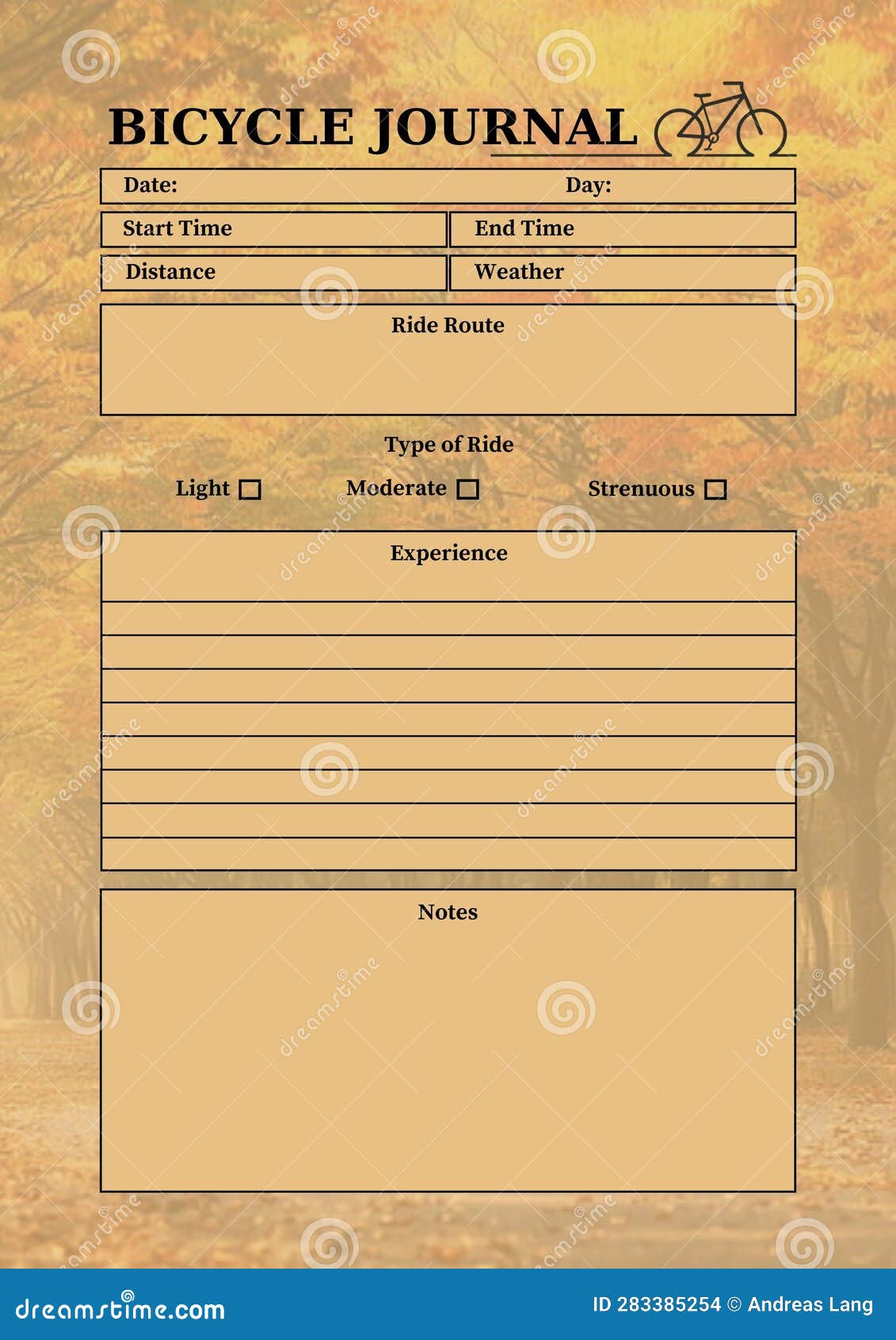 Bicycle Journal Planner Digital Planning Insert Sheet Printable Page ...