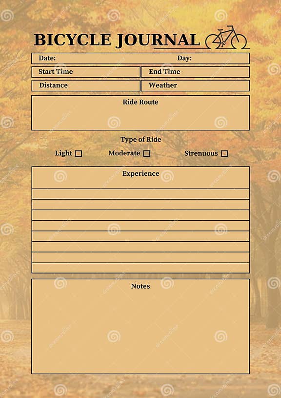 Bicycle Journal Planner Digital Planning Insert Sheet Printable Page ...