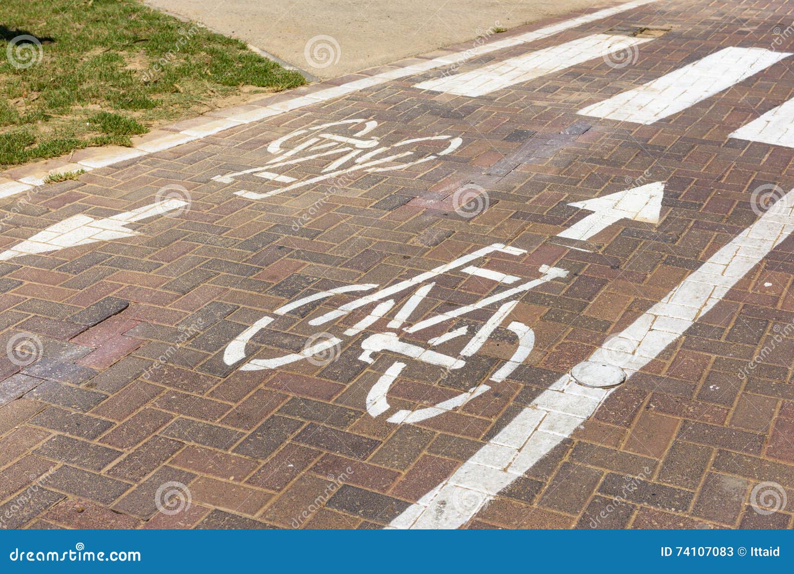 Bicycle Lane with Crosswalk Stock Image - Image of sign, symbol: 74107083