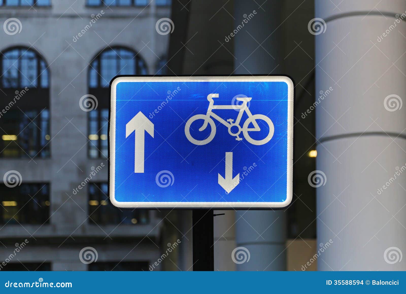 Bicycle lane sign stock photo. Image of urban, sign, illuminated - 35588594