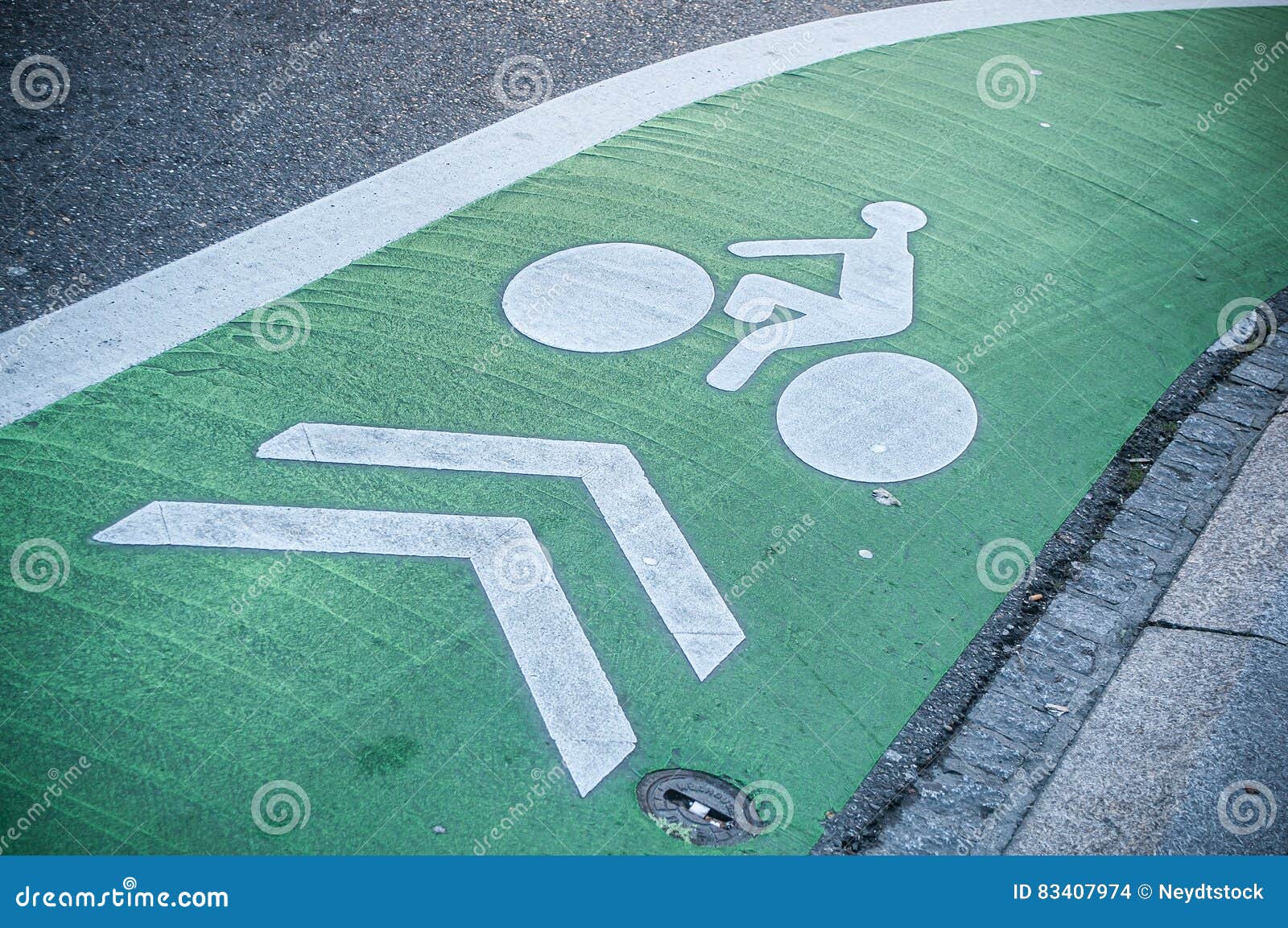 Bicycle Lane Signage in the Street Stock Photo - Image of ...