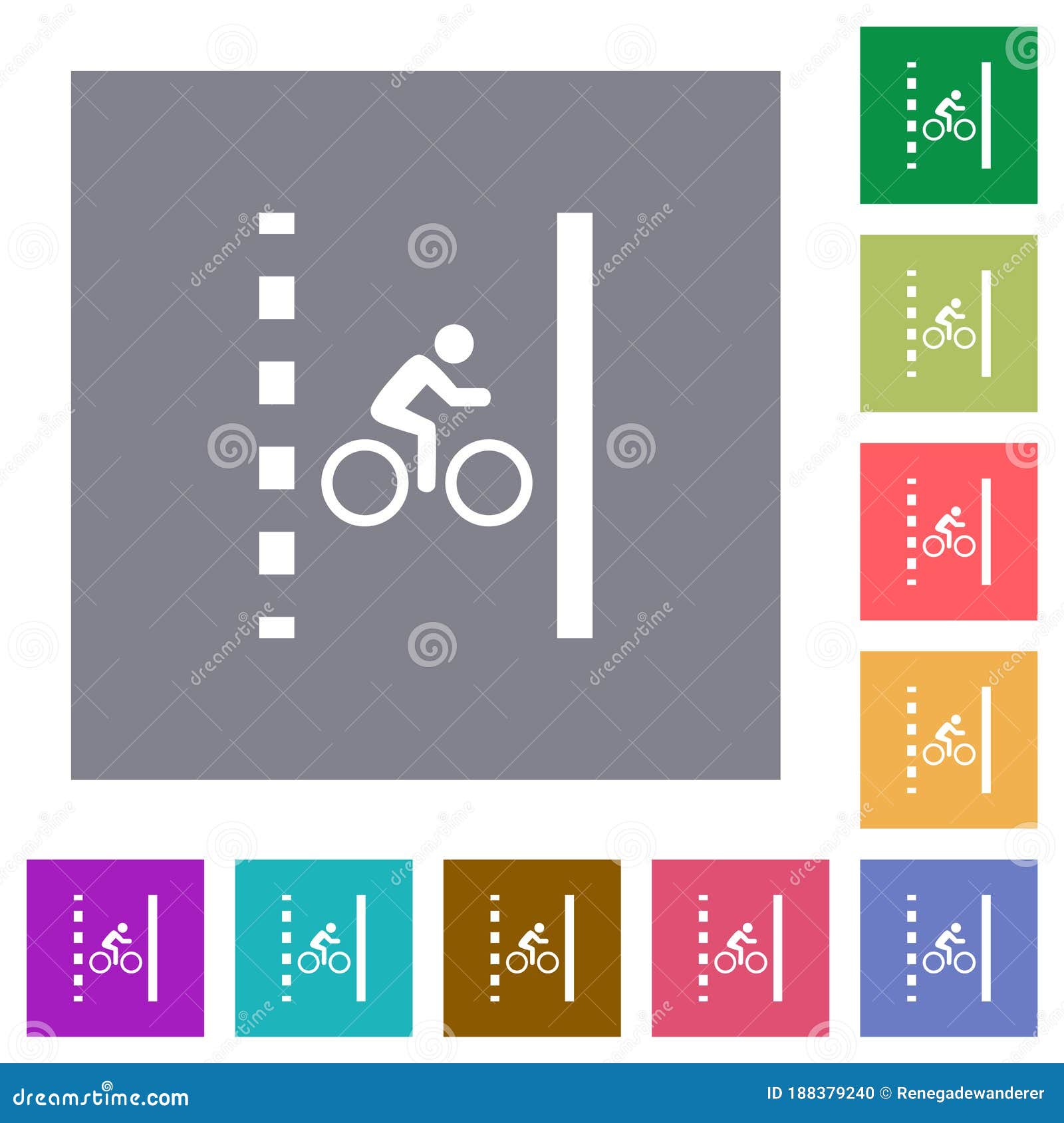 Bicycle Lane Square Flat Icons Stock Vector - Illustration of municipal ...