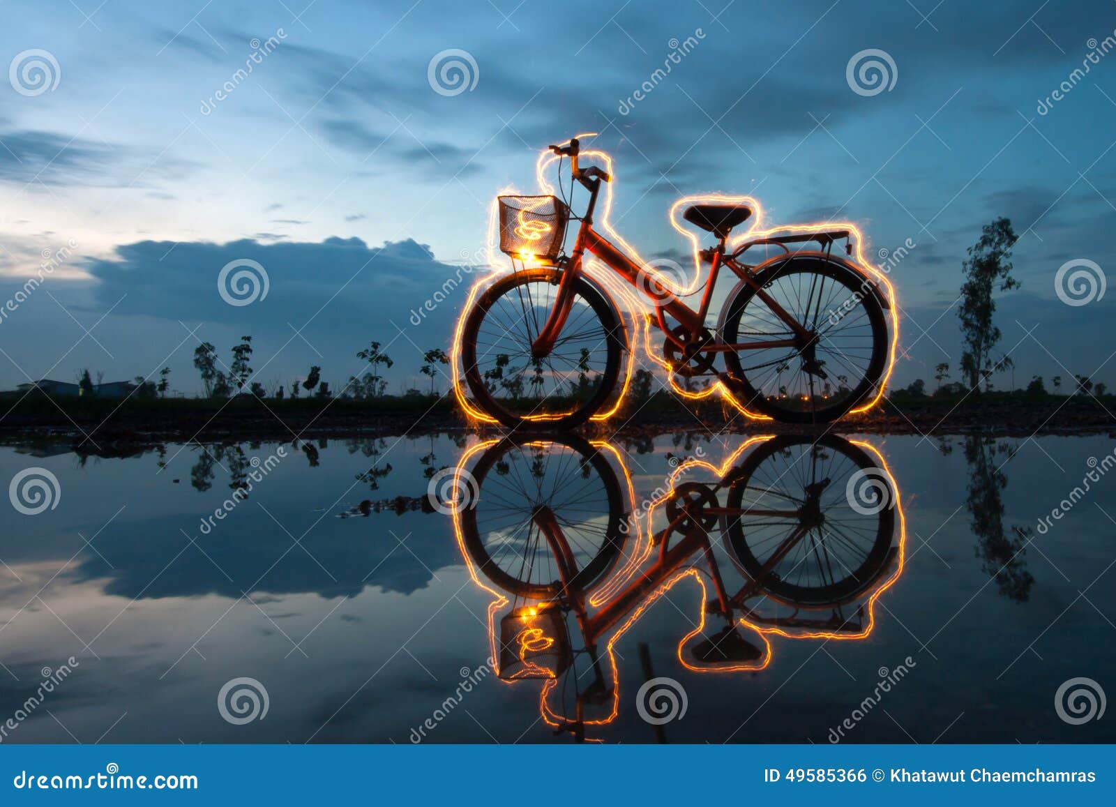 Bicycle light painting stock photo. Image of fiery, lightpainting ...