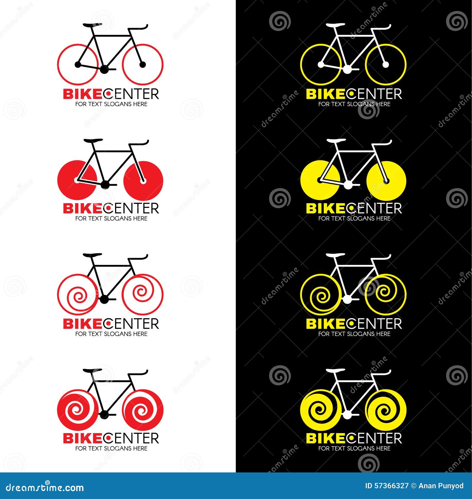 Bicycle Logo 4 Style and Red Yellow Color Tone Vector Design Stock ...