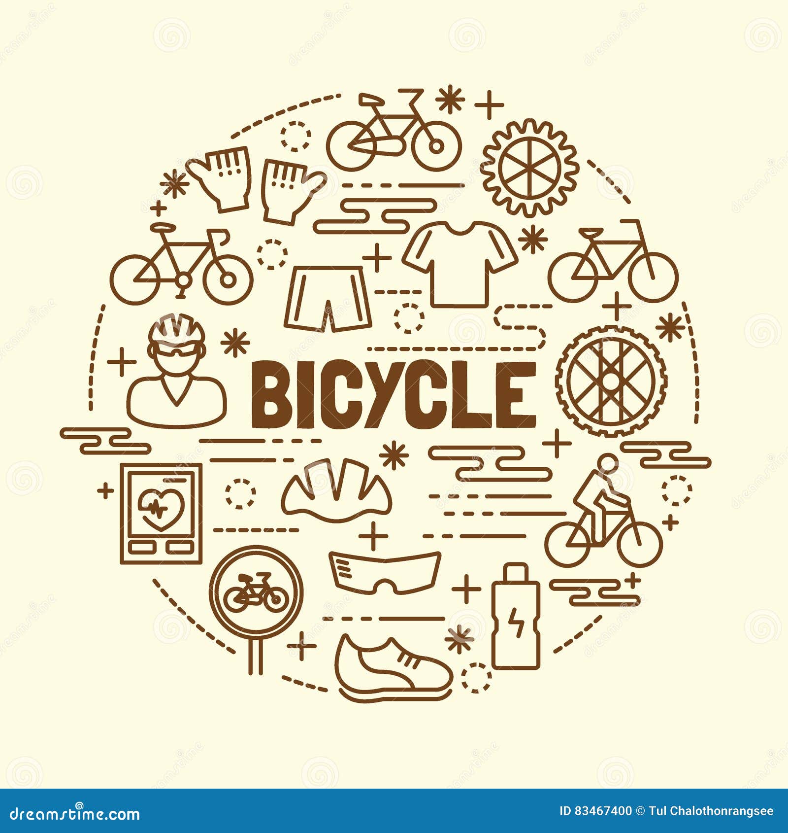 Bicycle Minimal Thin Line Icons Set Stock Vector - Illustration of ...
