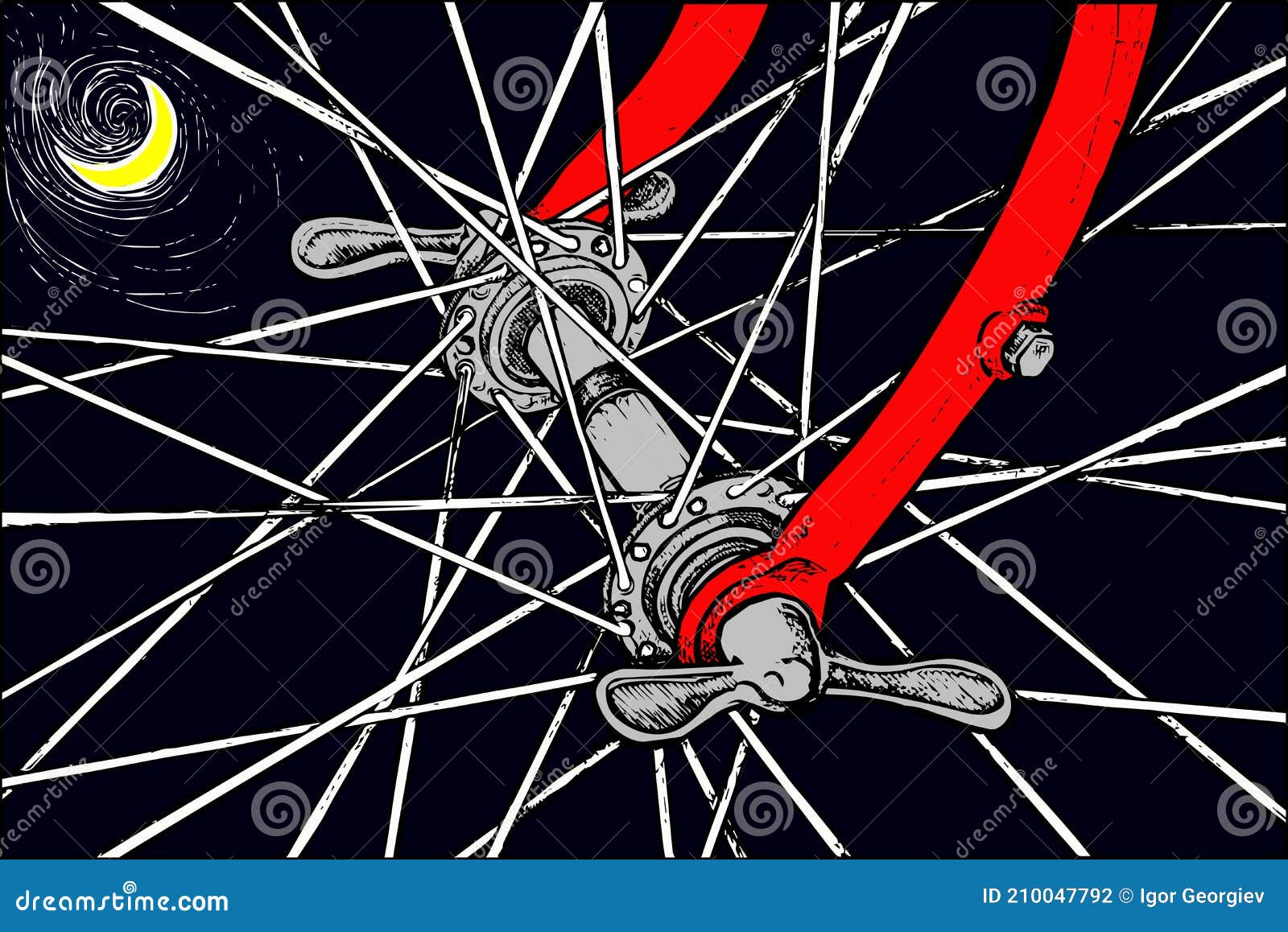 Bicycle and Moon Vector Illustration Poster Template Stock Vector ...