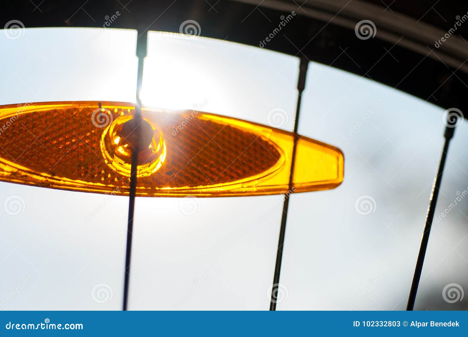 Bicycle Orange Light Reflector . Stock Image - Image of isolated ...
