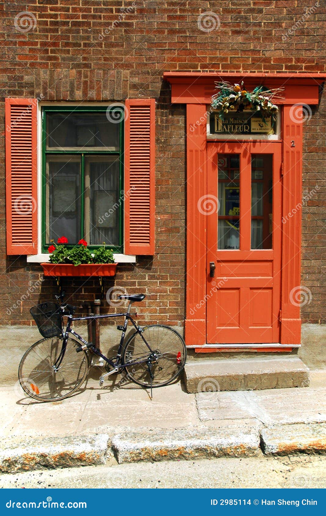 Bicycle outside house stock photo. Image of door, architecture - 2985114