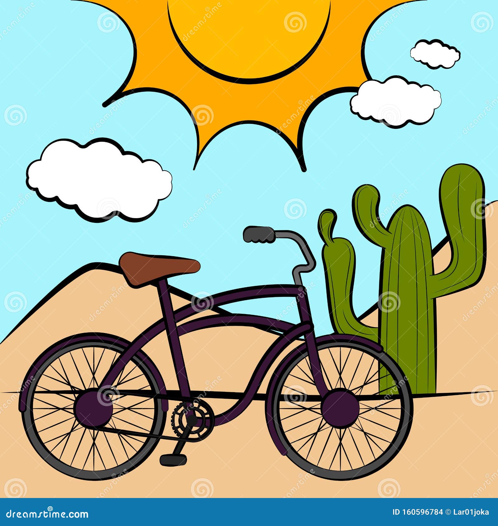 Bicycle Over a Desert Landscape Stock Vector - Illustration of sport ...