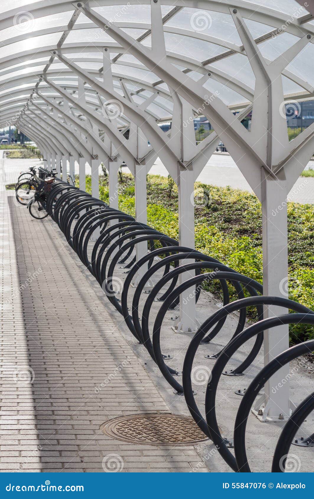 Bicycle Parking Area with Roof Stock Photo - Image of cycle, street ...