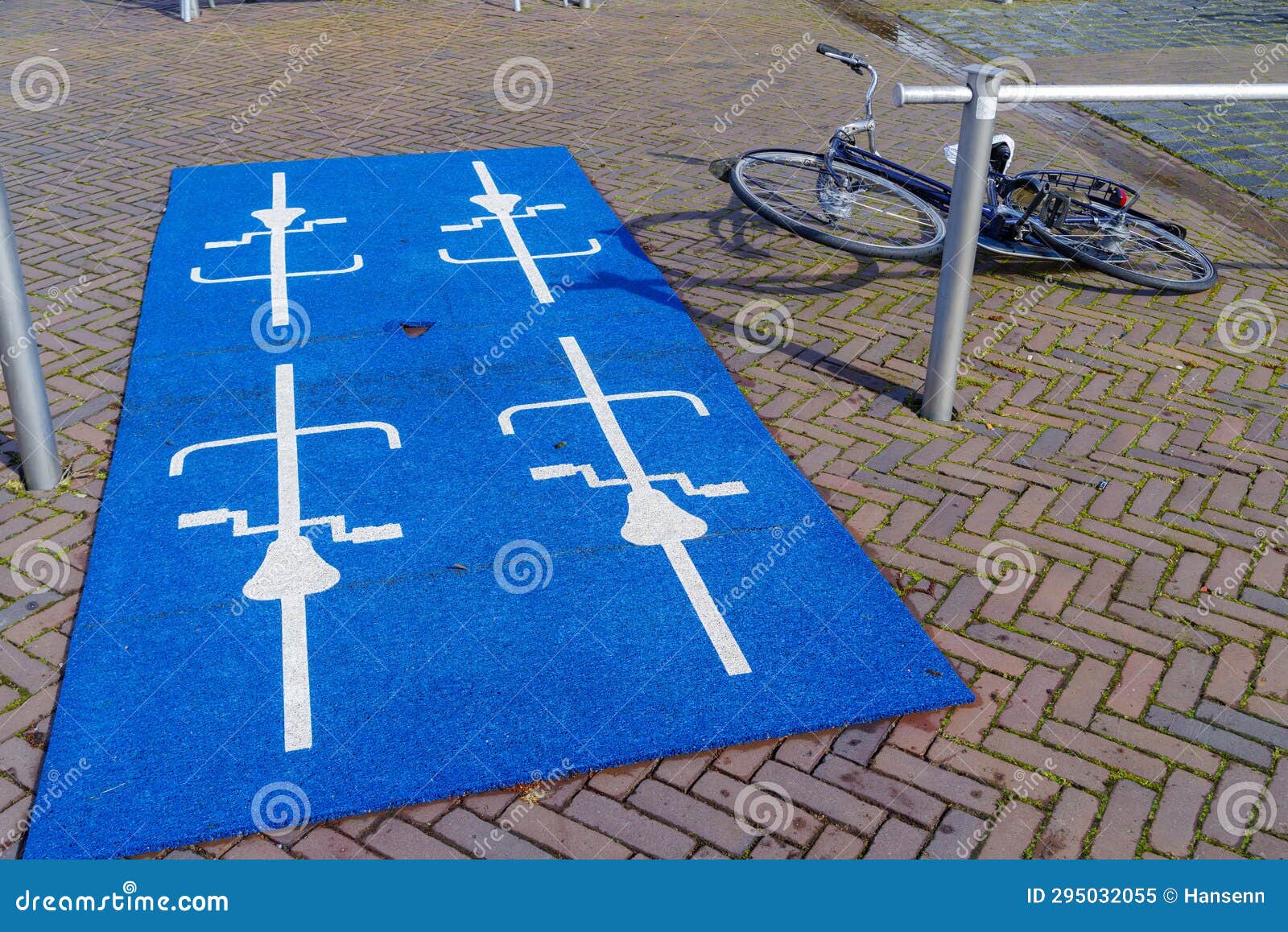 Bicycle parking place stock image. Image of blue, place - 295032055