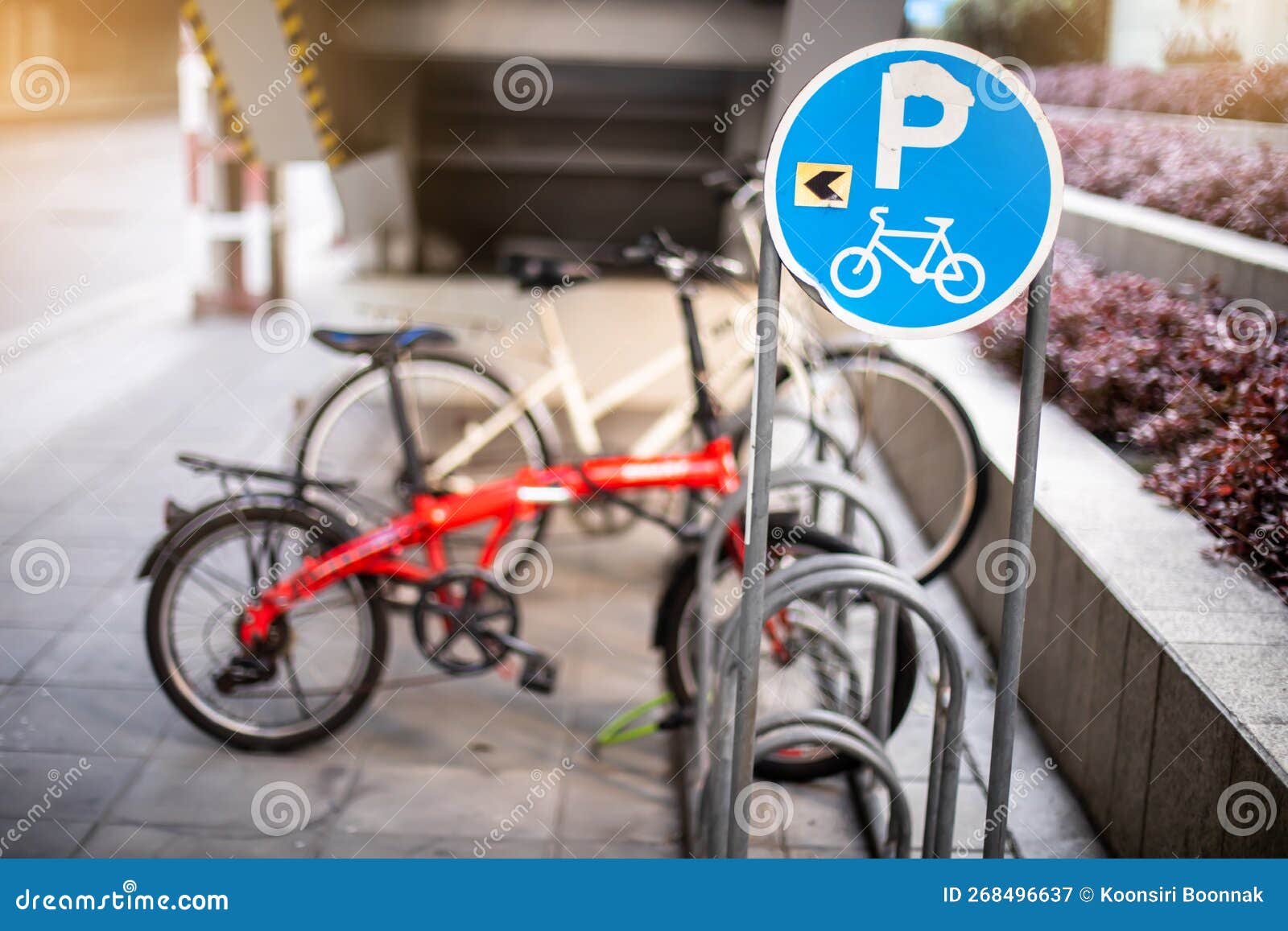 Bicycle parking sign stock image. Image of bicycle, board - 268496637