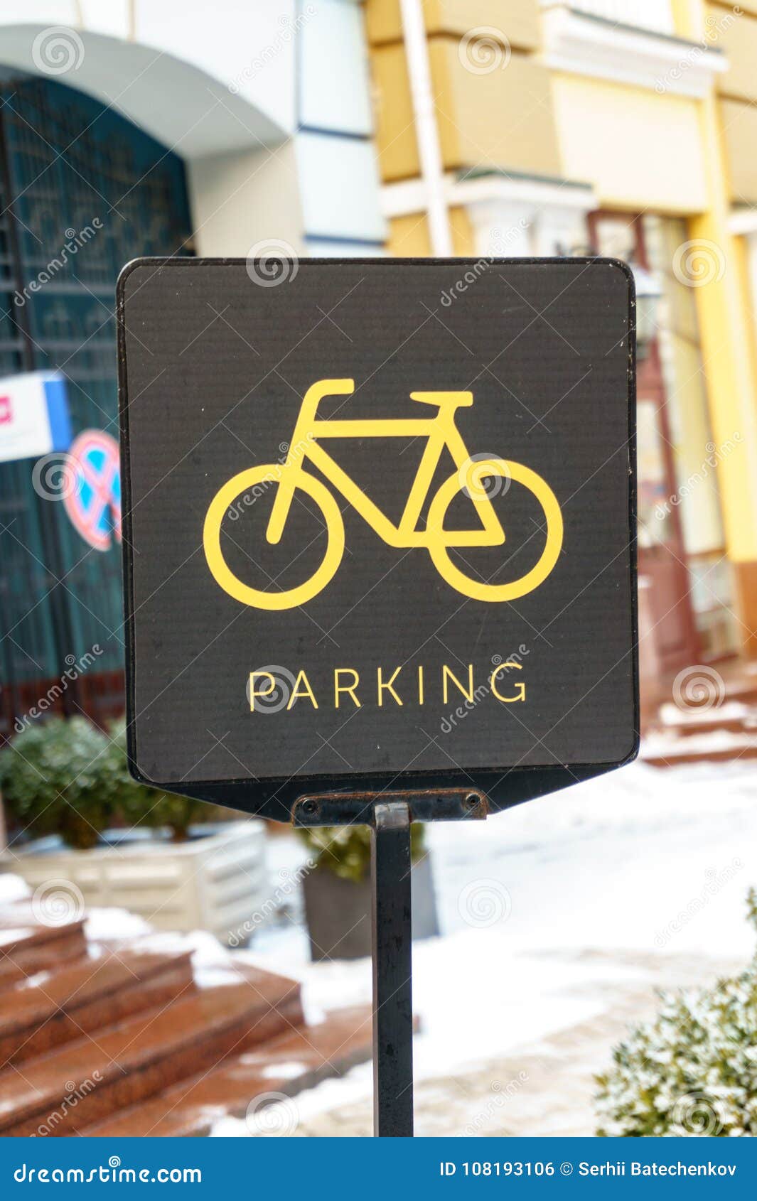 Bicycle Parking Sign on the Street Stock Photo - Image of ride, park ...