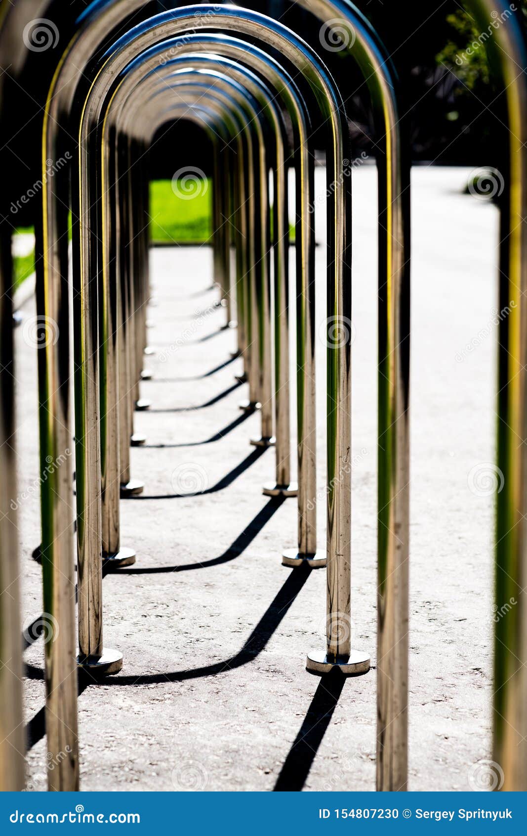 Bicycle Parking System Empty and Unattended Stock Photo - Image of park ...