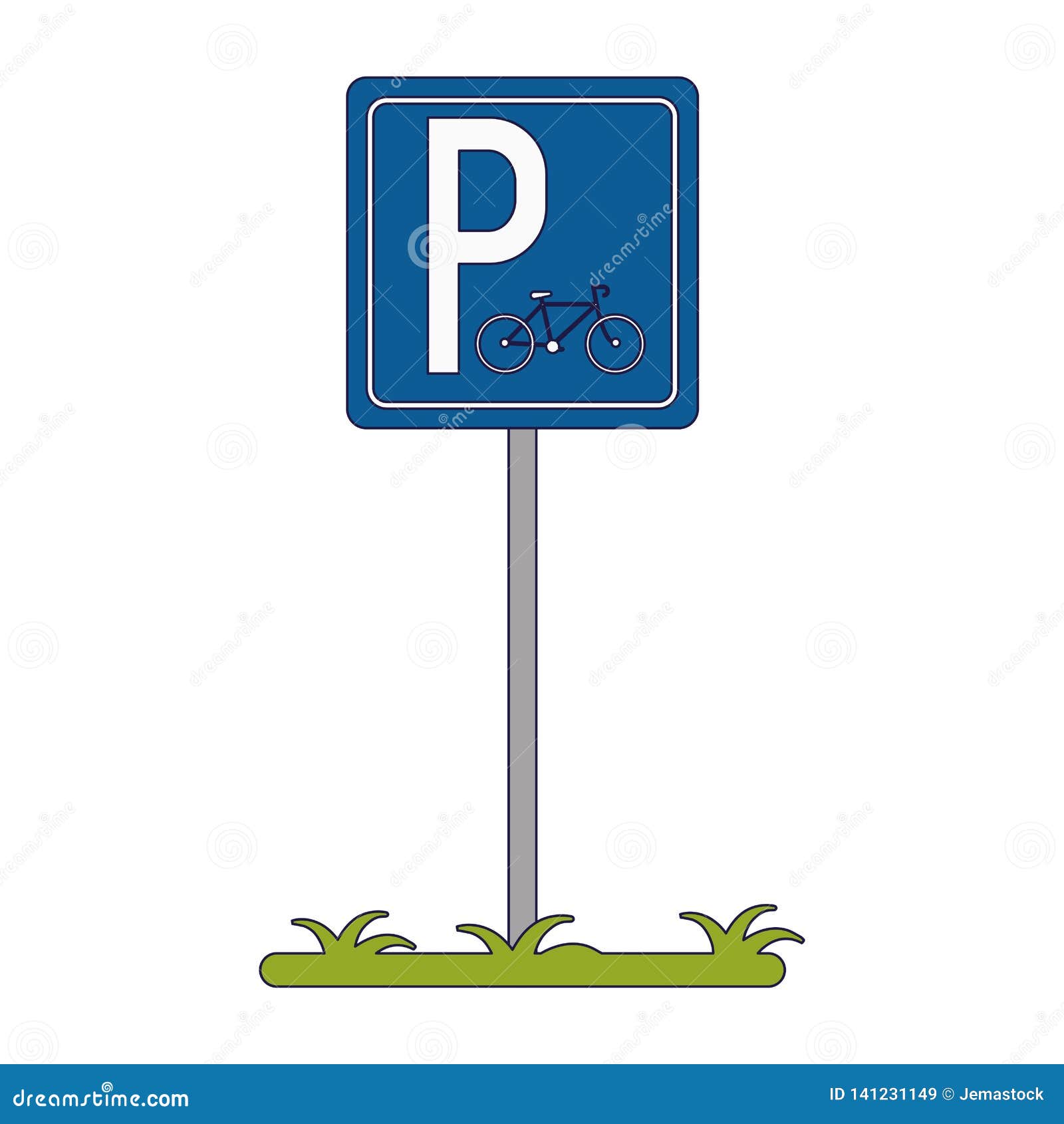 Bicycle Parking Zone Sign Blue Lines Stock Vector - Illustration of ...