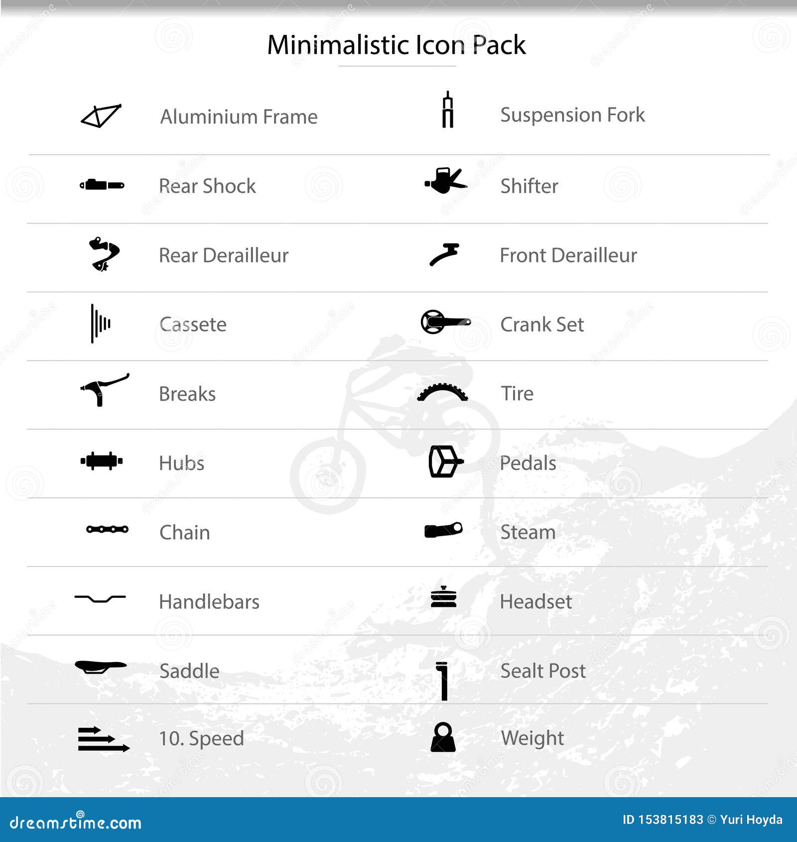 Bicycle Parts and Components Icons for Eshop Menu. Stock Vector ...