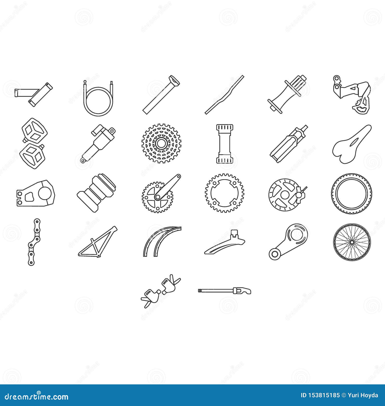 Bicycle Parts and Components Icons for Eshop Menu Stock Illustration ...