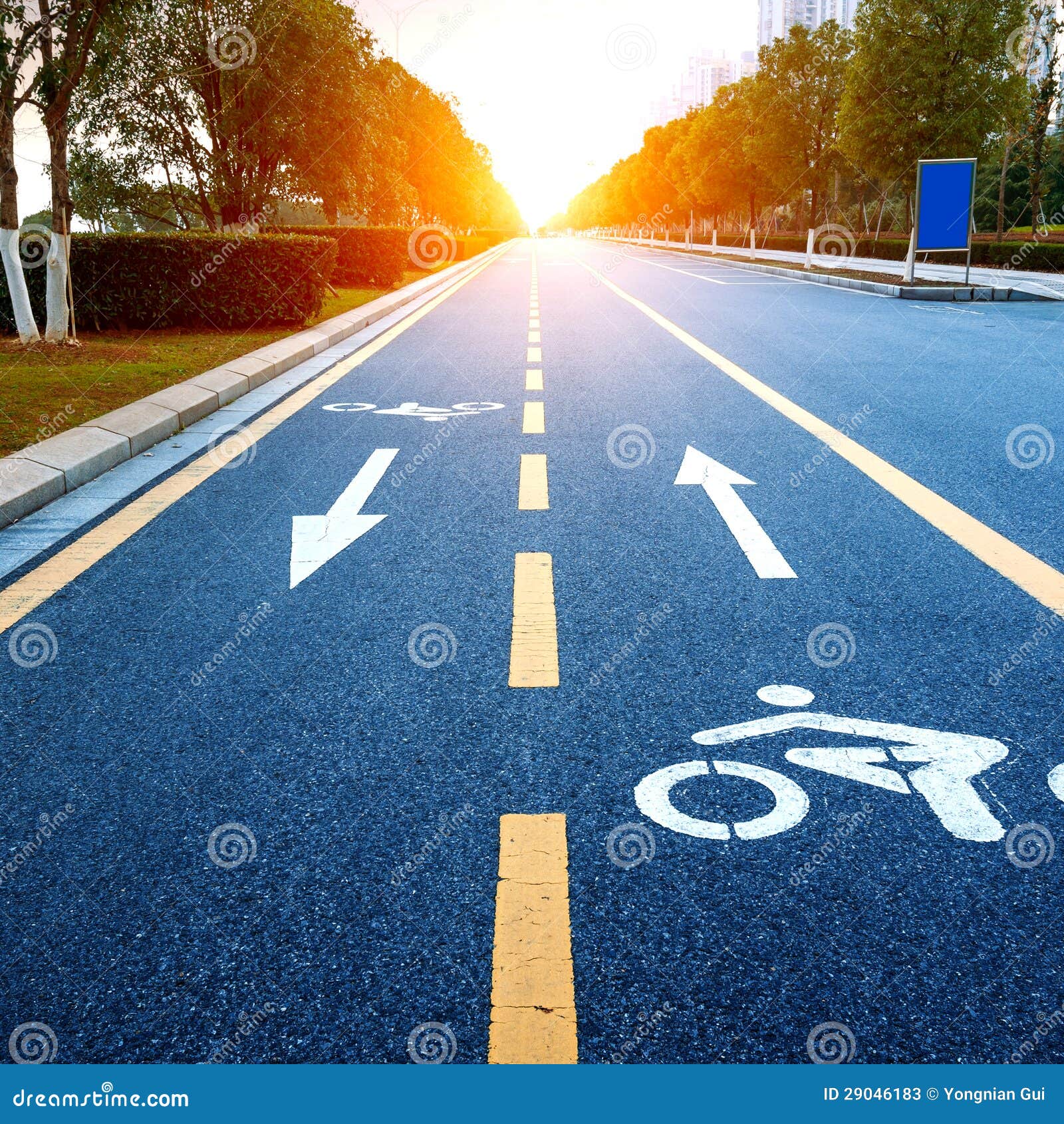 Bicycle path stock image. Image of city, ride, bike, arrow - 29046183