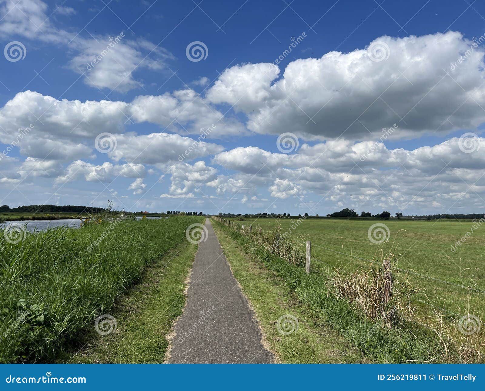 Bicycle Path Around Langweer Stock Image - Image of fryslan, scenery ...