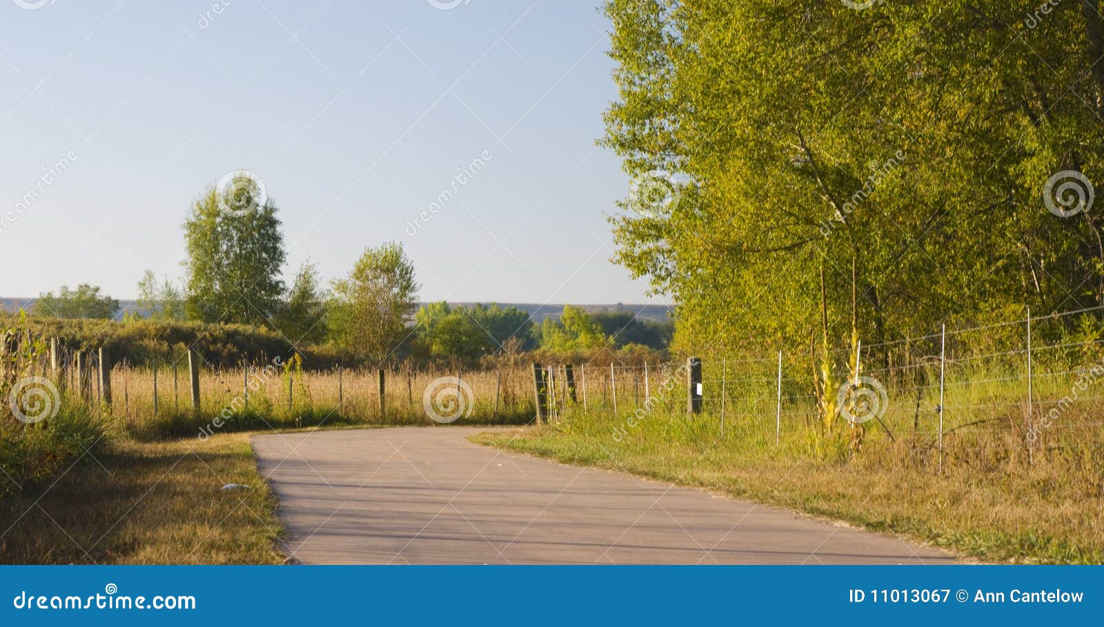Bicycle Path through Autumn Countryside Stock Image - Image of bend ...