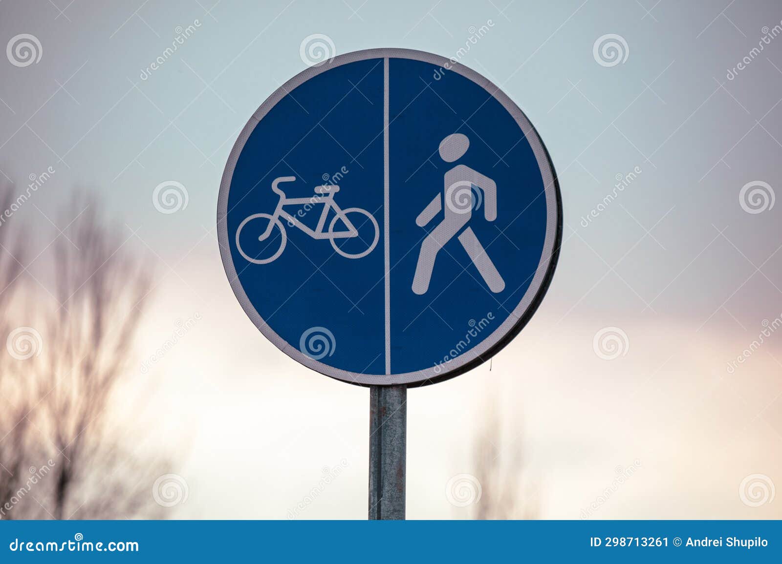 Bicycle Path Sign on City Streets Stock Image - Image of cycle, cyclist ...