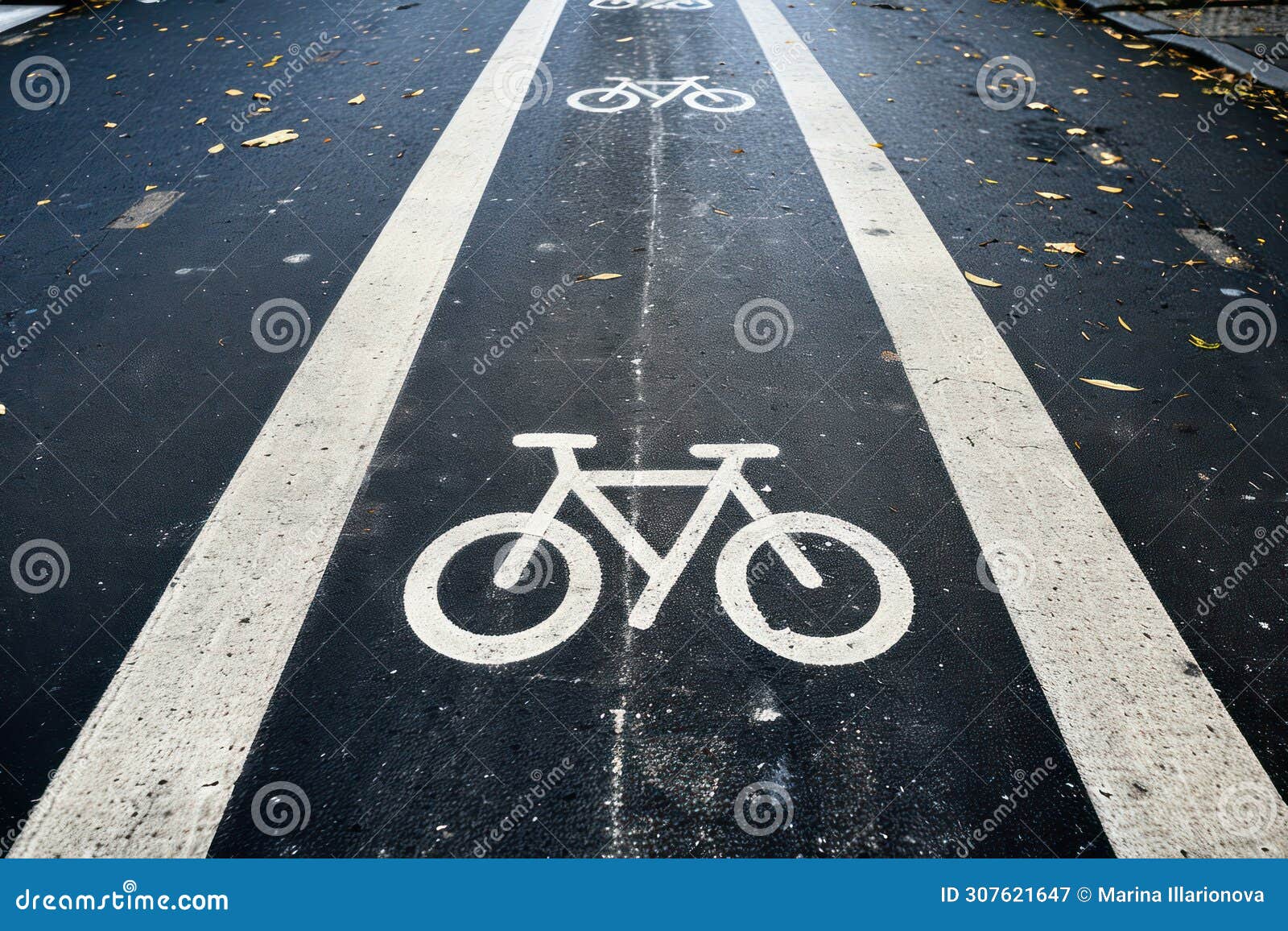 Bicycle Path Sign, Markings on Asphalt. Generative AI Stock Image ...