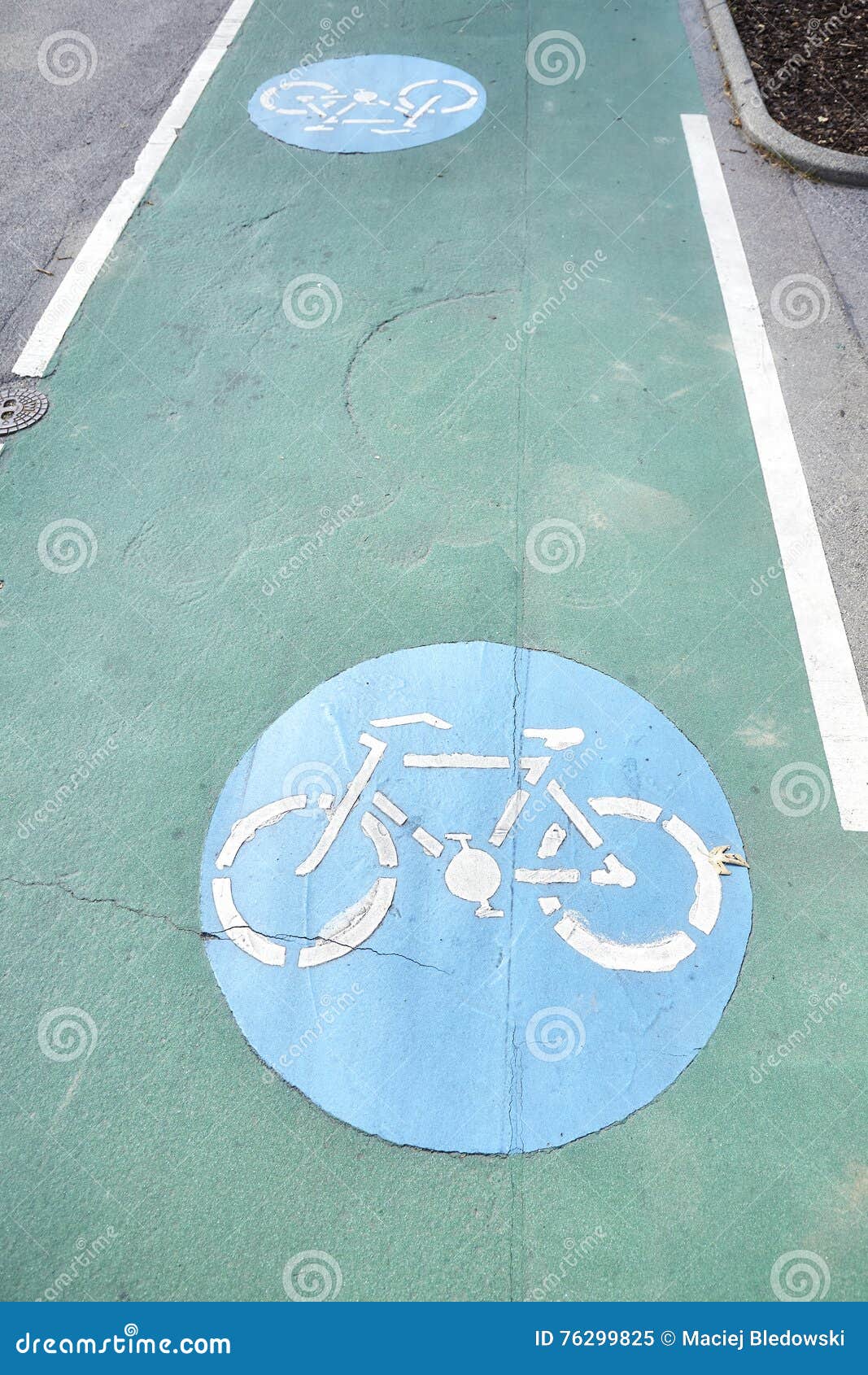 Bicycle Path Signs on a Road. Stock Image - Image of urban, path: 76299825