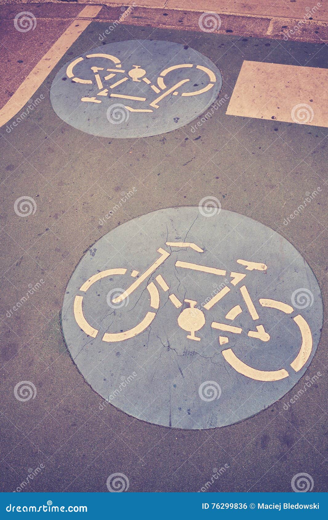 Bicycle Path Signs on a Road. Stock Photo - Image of sport, bicycle ...