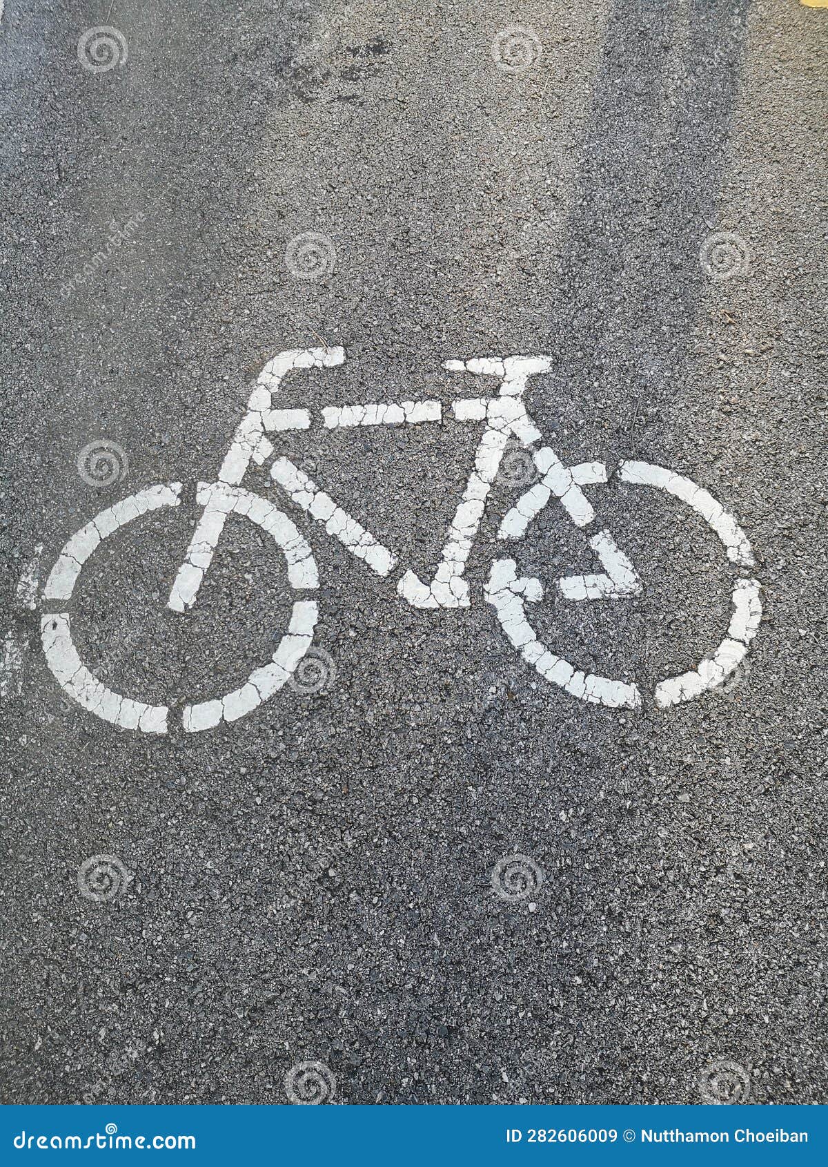 A Bicycle on the Pavement is the Symbol of Safe Zone Stock Image ...