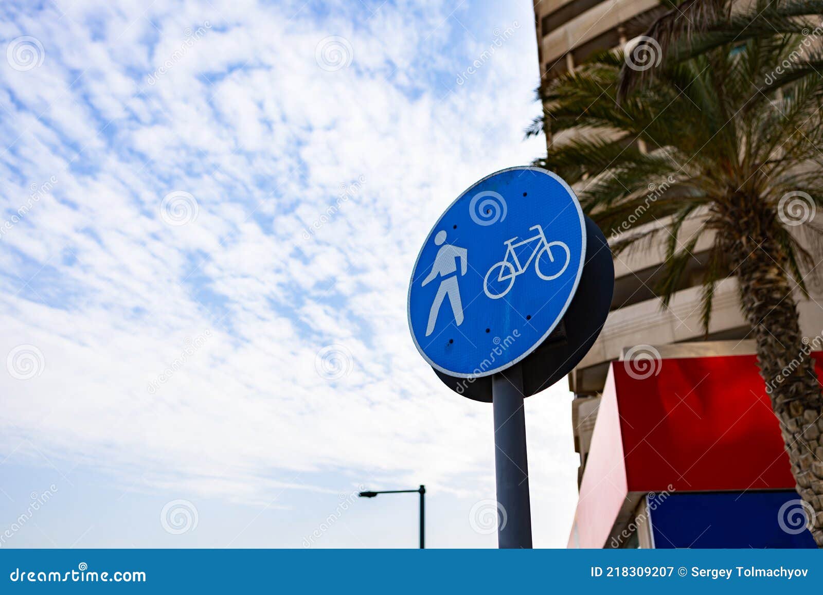 Bicycle and Pedestrian Shared Route Sign in Dubai Stock Image - Image ...