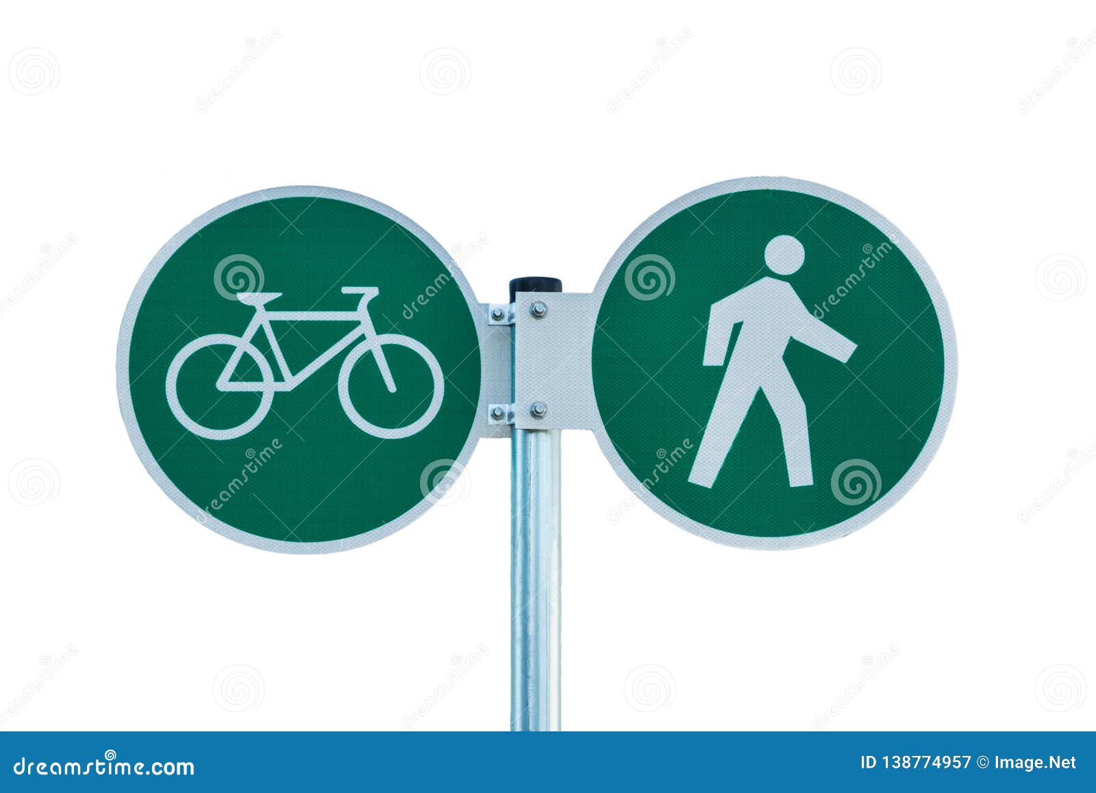 Bicycle and Pedestrian Shared Route Sign Isolated on White. Stock Image ...
