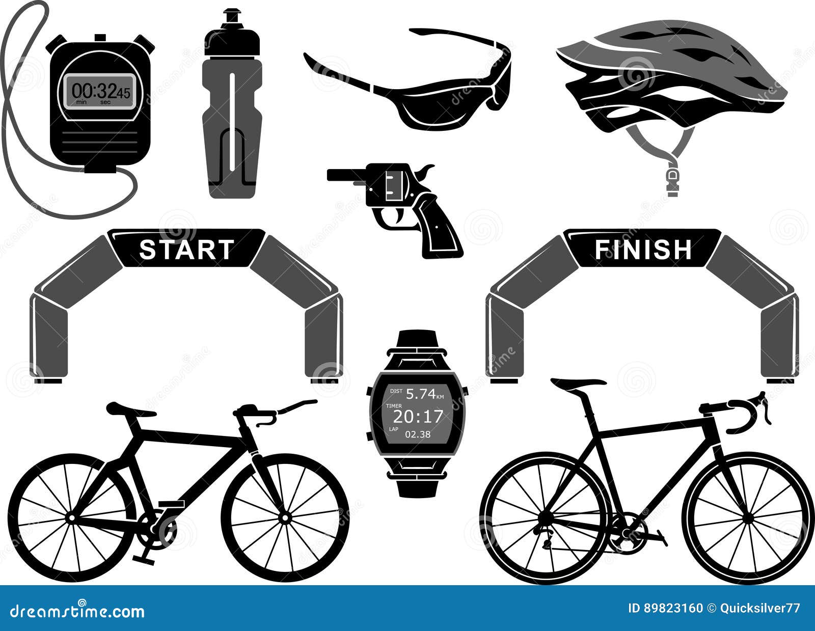 Bicycle Race Equipments stock vector. Illustration of stop - 89823160