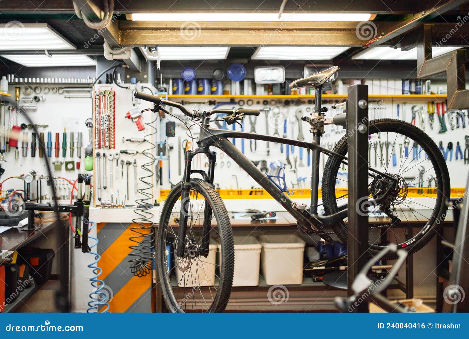 Bicycle on Rack in Workshop Editorial Photo - Image of improve, rack ...