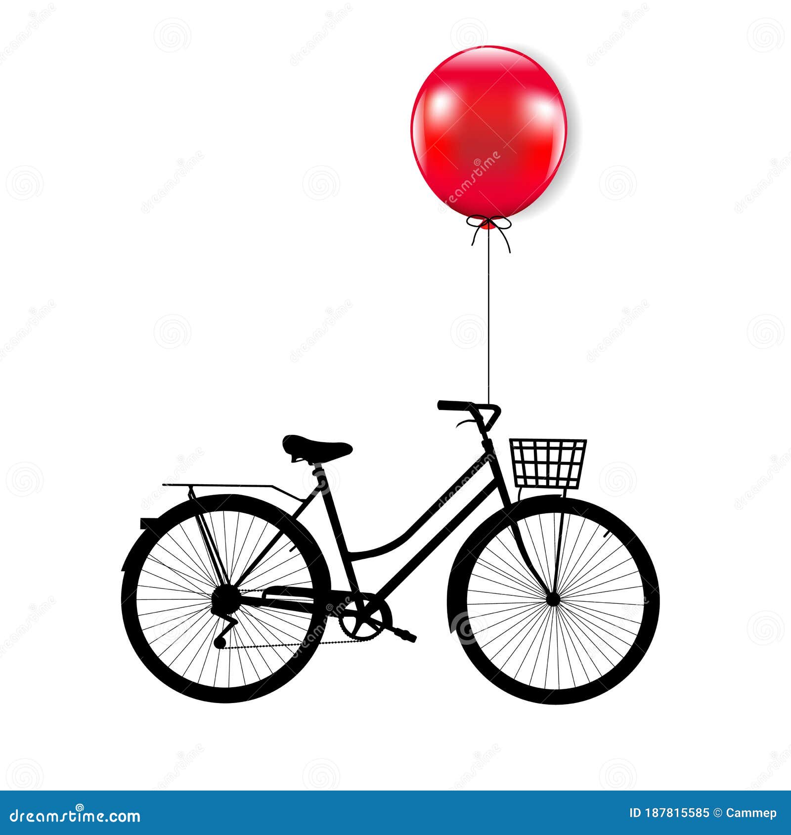 Bicycle with Red Balloon stock vector. Illustration of paintings ...